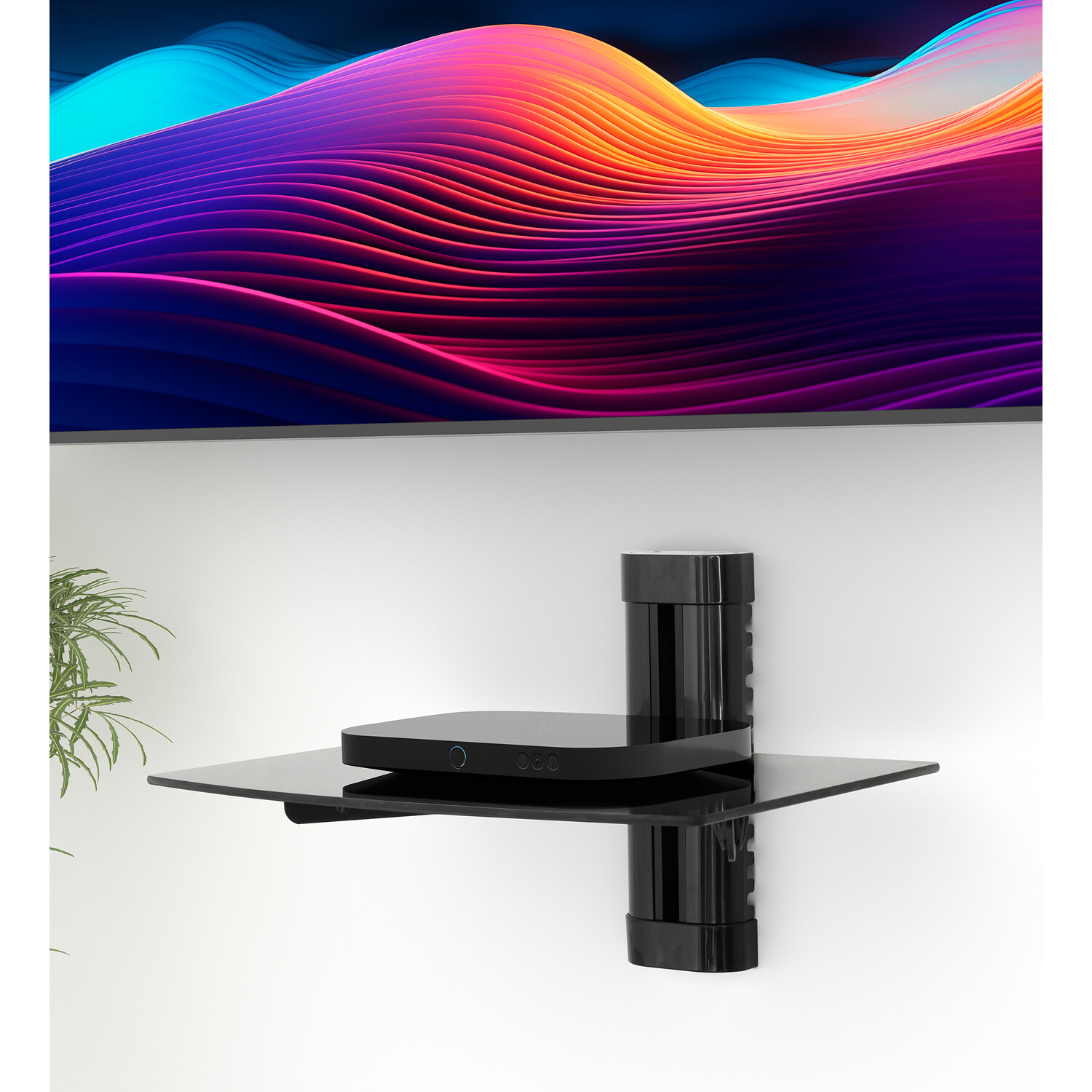AVF Black Glass Console Wall Shelf