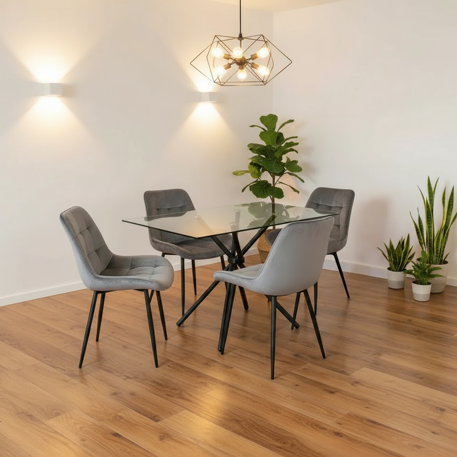 Miami Dining Table with 4 Erica Velvet Chairs