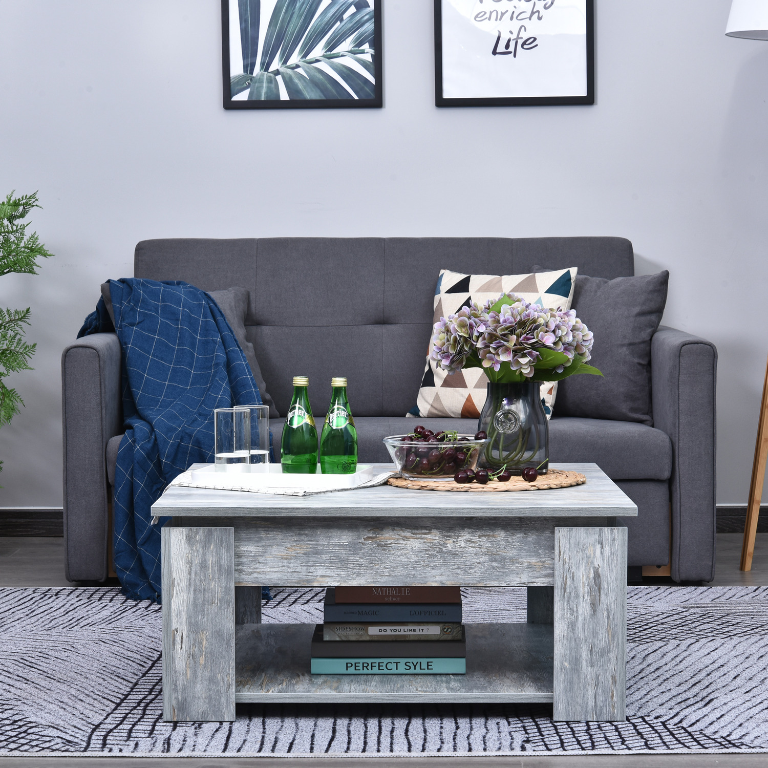 HOMCOM 2 Tier Accent End Coffee Table