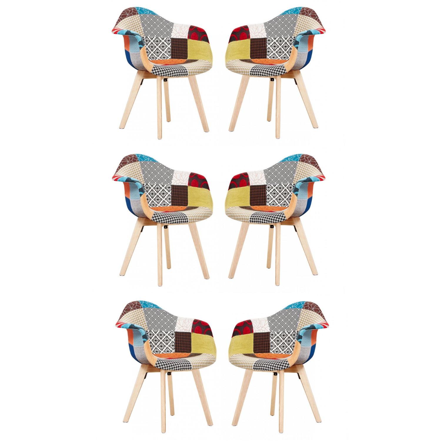 Tulip Patchwork Tub Dining Chair, Set of 6