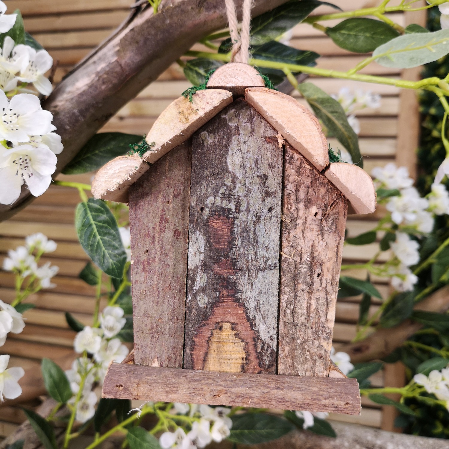 Wooden Square Log Garden Wild Bird Nest Box-32mm Entrance Hole