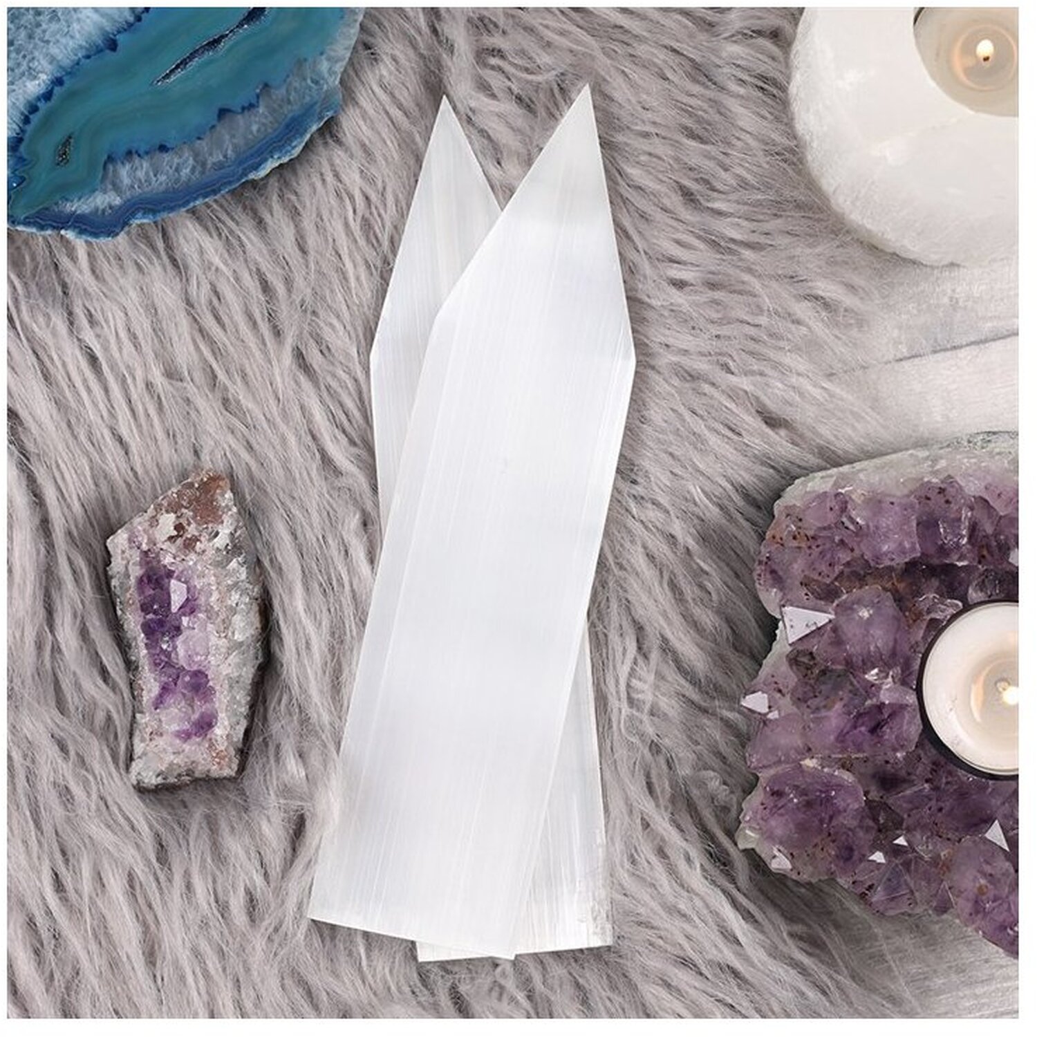 Selenite Flat Pointed Wand, Purifying Crystal Tool