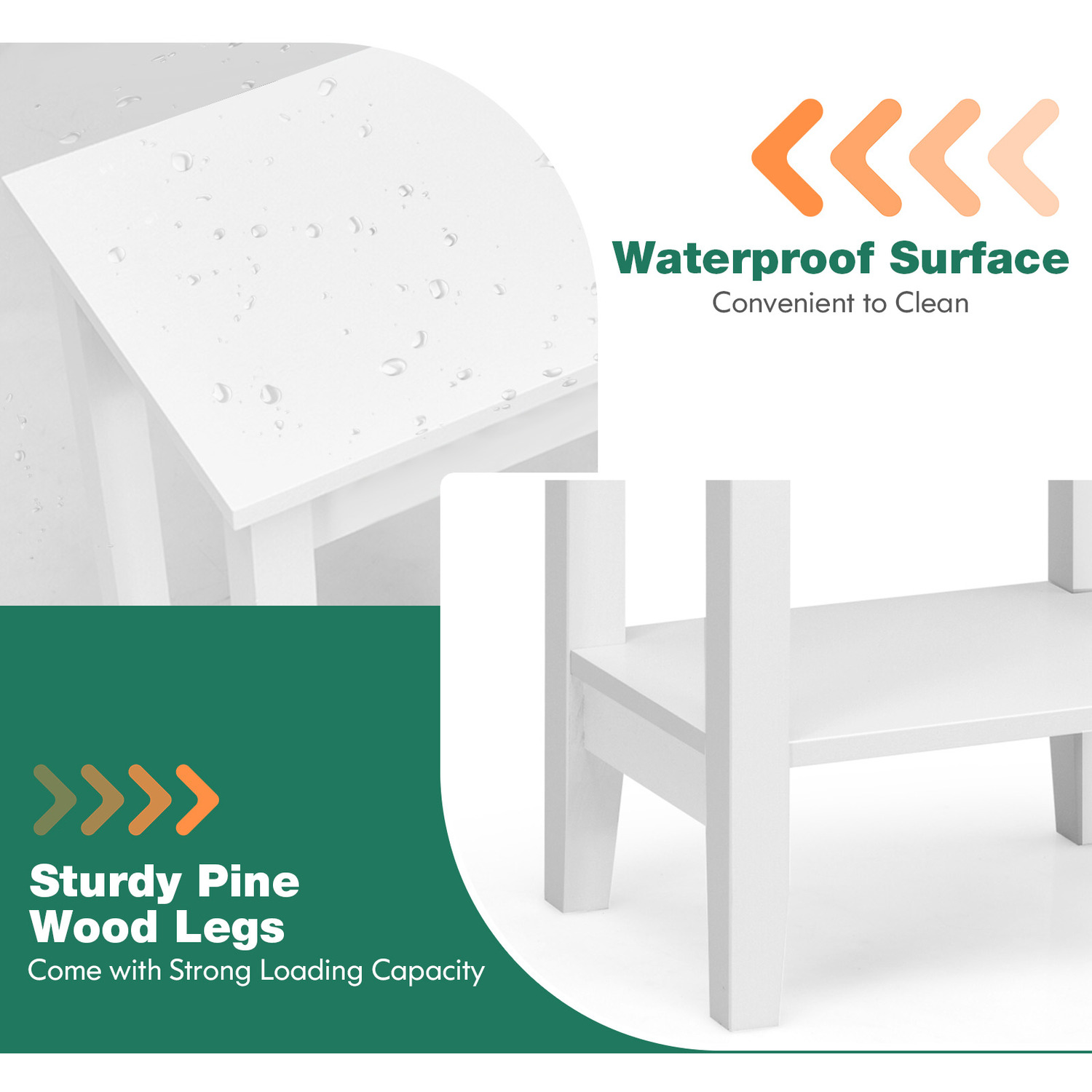 Versatile 2-Tier Tall Side Table End Table
