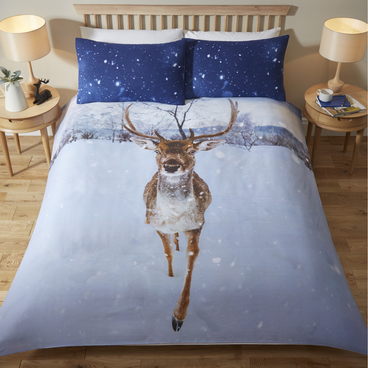 Montrose Stag Polycotton Duvet Set With Pillowcase