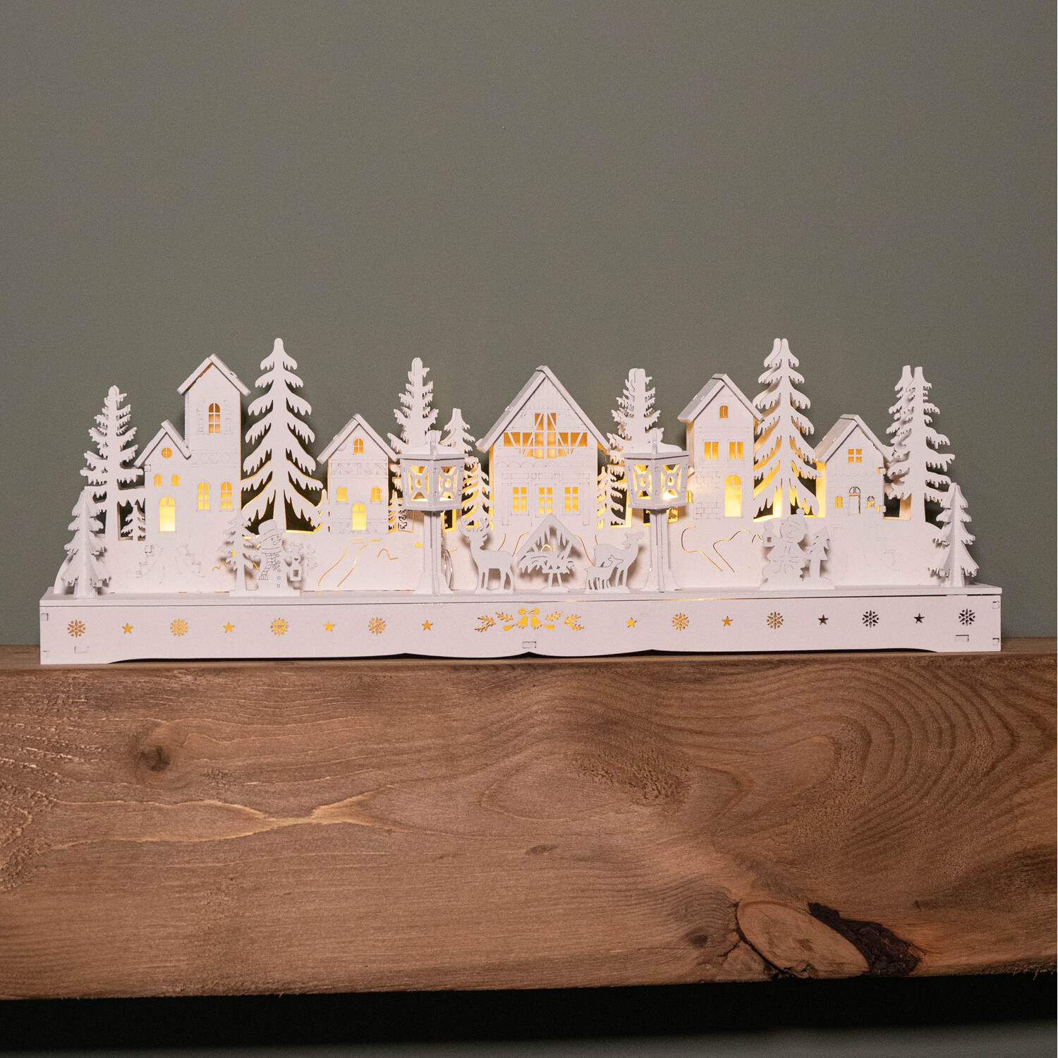Battery Operated Light up Wooden House Scene