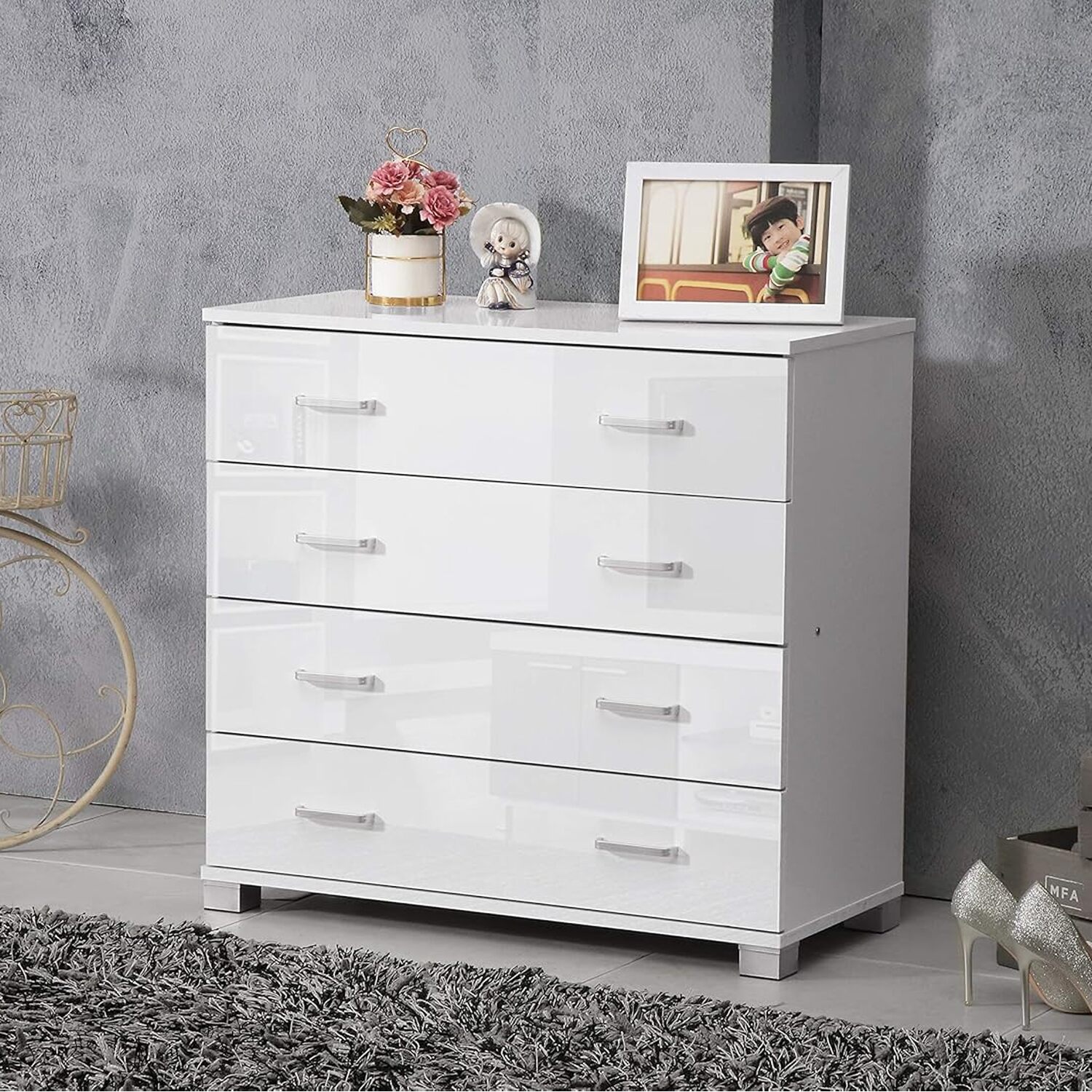 Chest Of Drawers High Gloss - Multiuse Bedroom Wooden Furniture