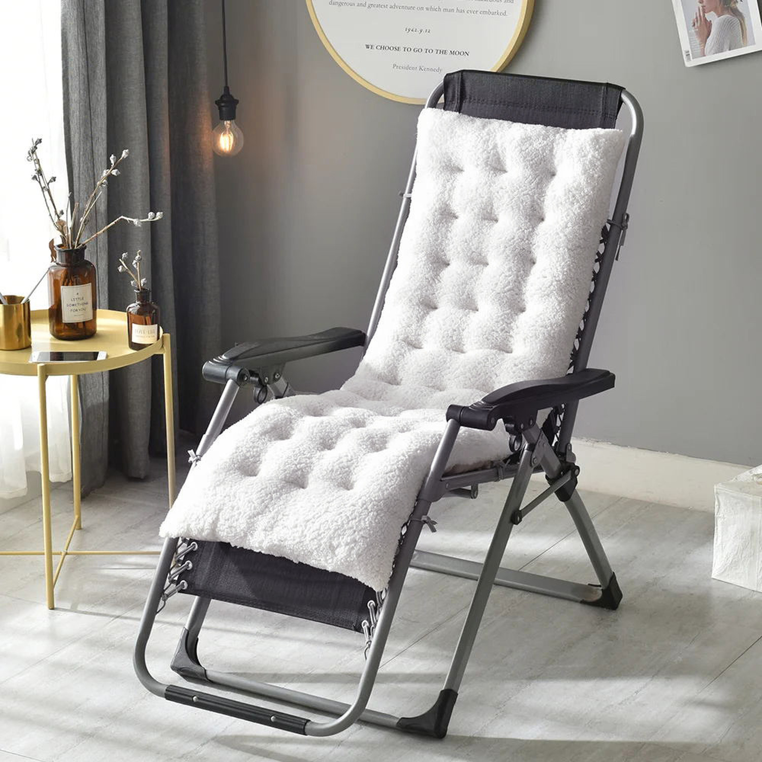 Sherpa Fleece Chair Pad Single-Sided with Non-Slip Thickened Base