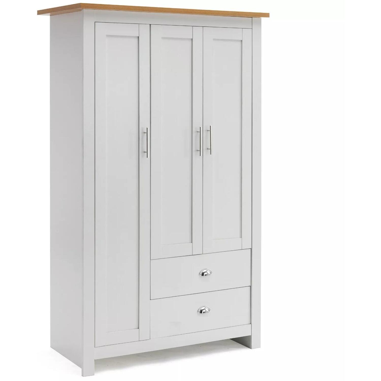 3 Door Wardrobe with Hanging Rail And Drawers