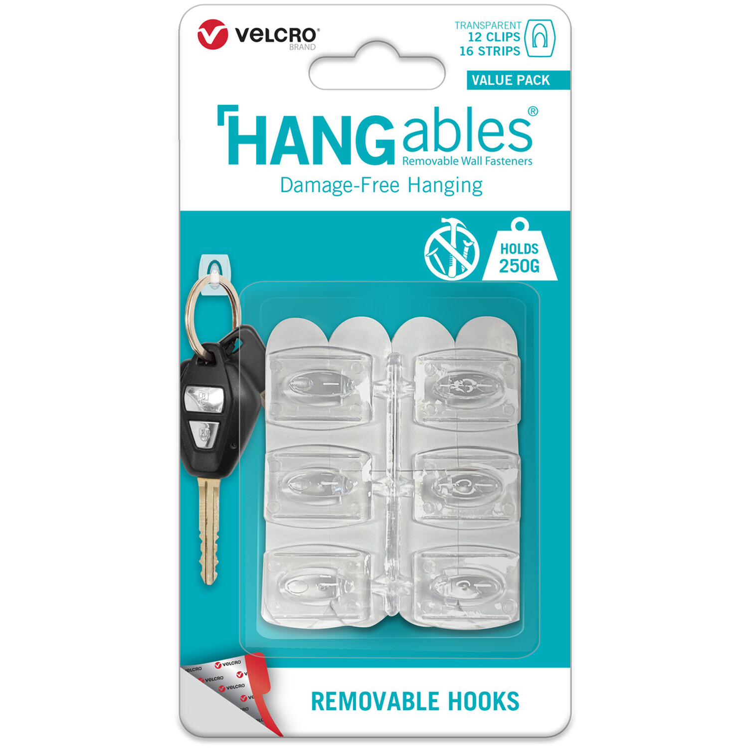 Pack of 12 VELCRO Brand Hangables Removable Hooks