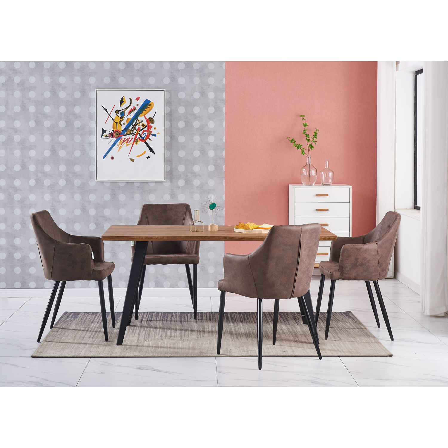Zarah Rocco Dining Set Includes a Table and 4 Chairs