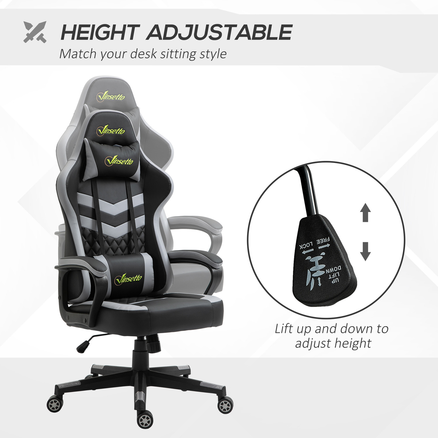 Racing Gaming Chair with Lumbar Support Headrest Gamer Office Chair