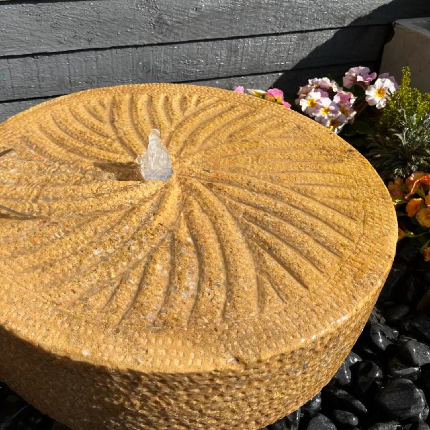 Granite Millstone 50cm Natural Stone Solar Water Feature