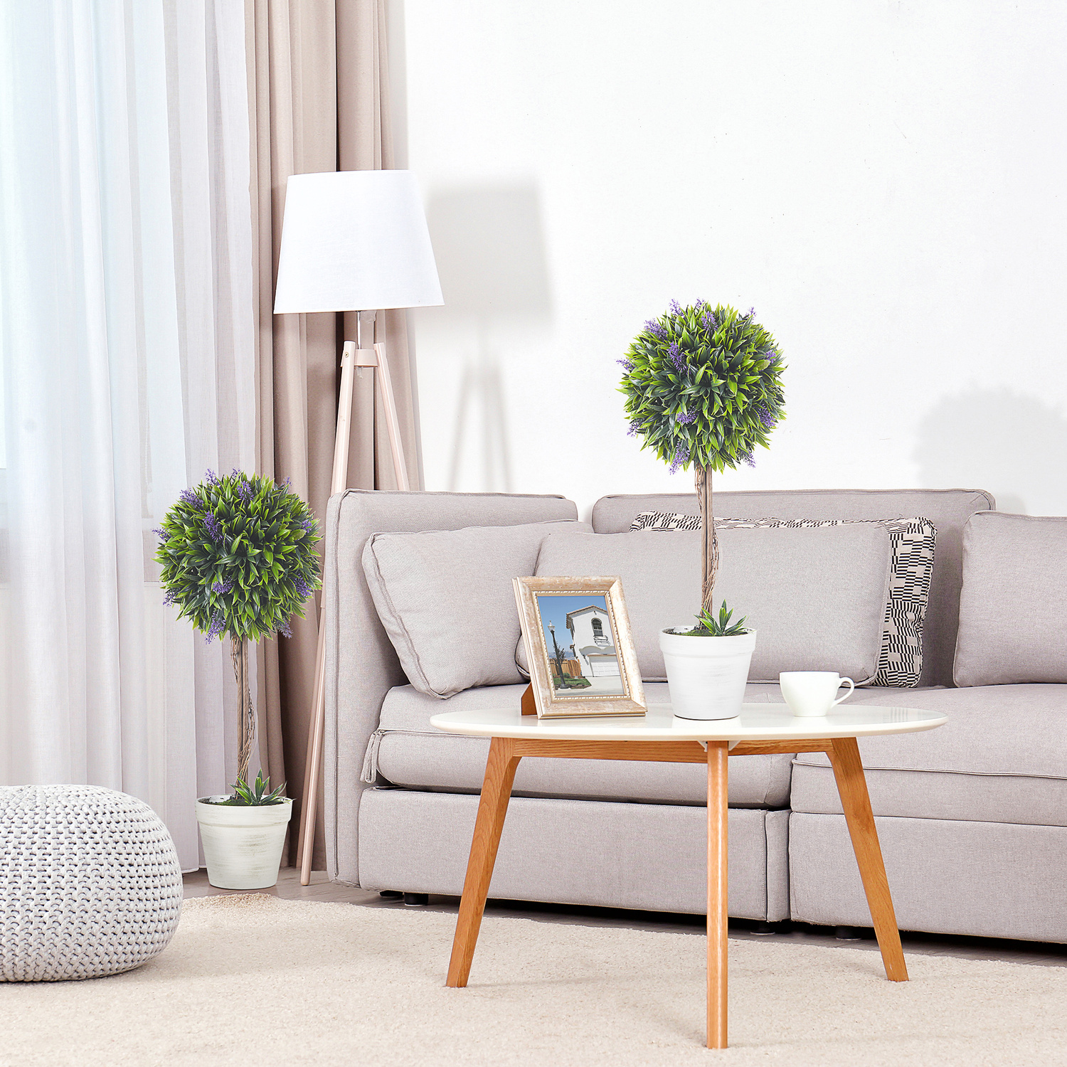 HOMCOM Artificial Ball Trees with Flower