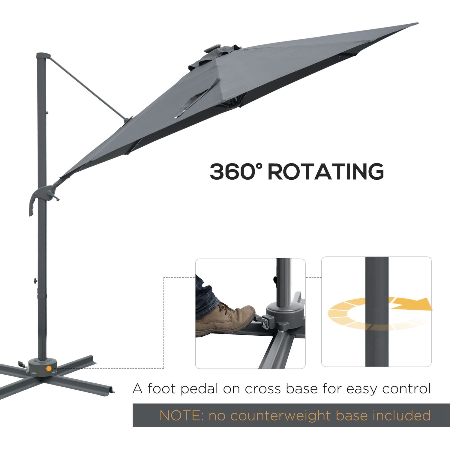 3m LED Cantilever Garden Sun Parasol