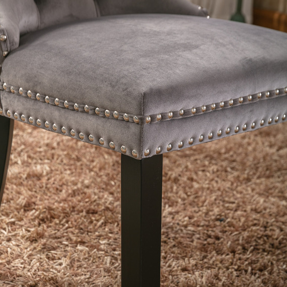 Selma Velvet Tufted Dining Chairs with Knocker Back