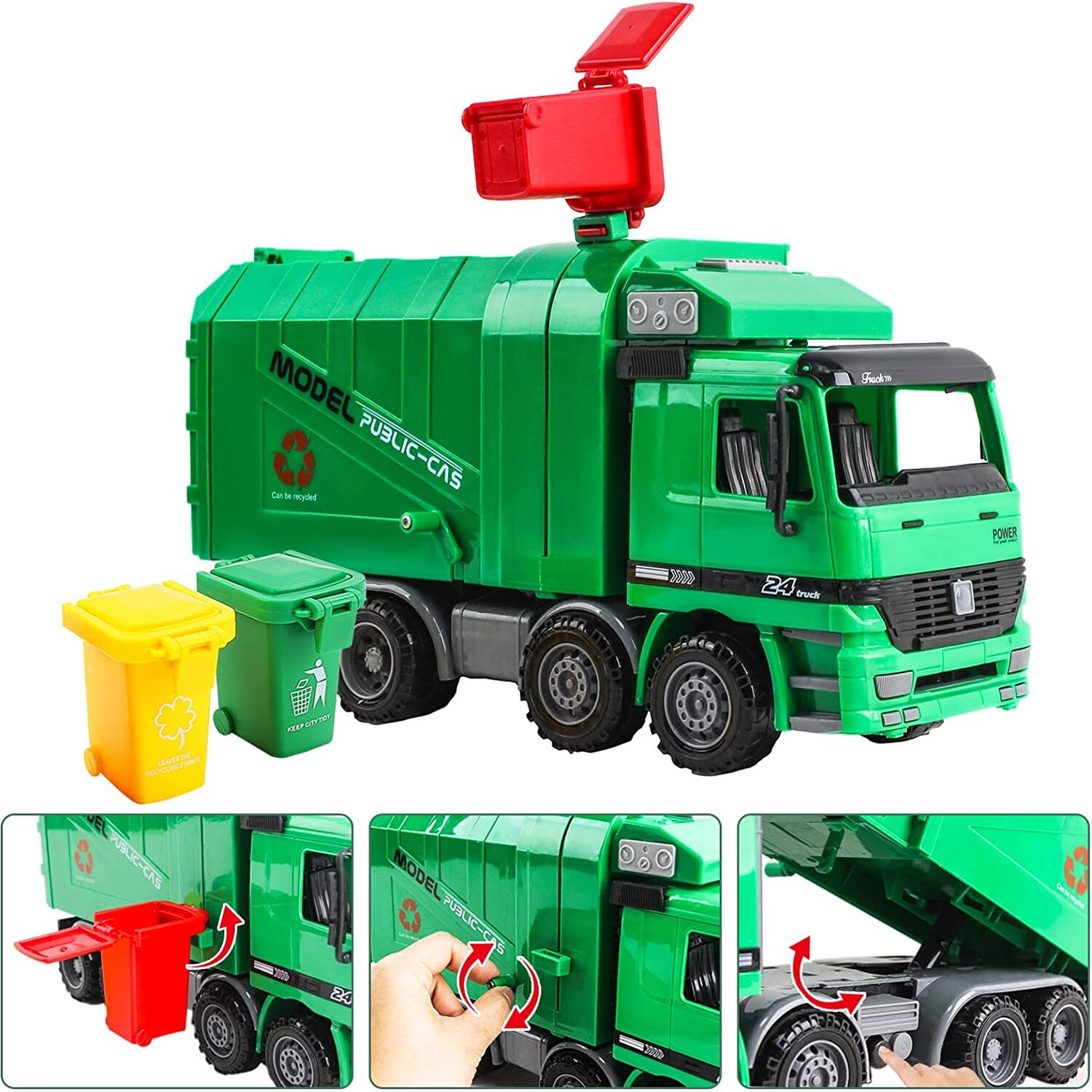 Engineering construction garbage truck vehicle and three bins