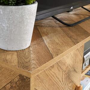 Home Source Dallas 2 Door Herringbone TV Stand Storage Unit