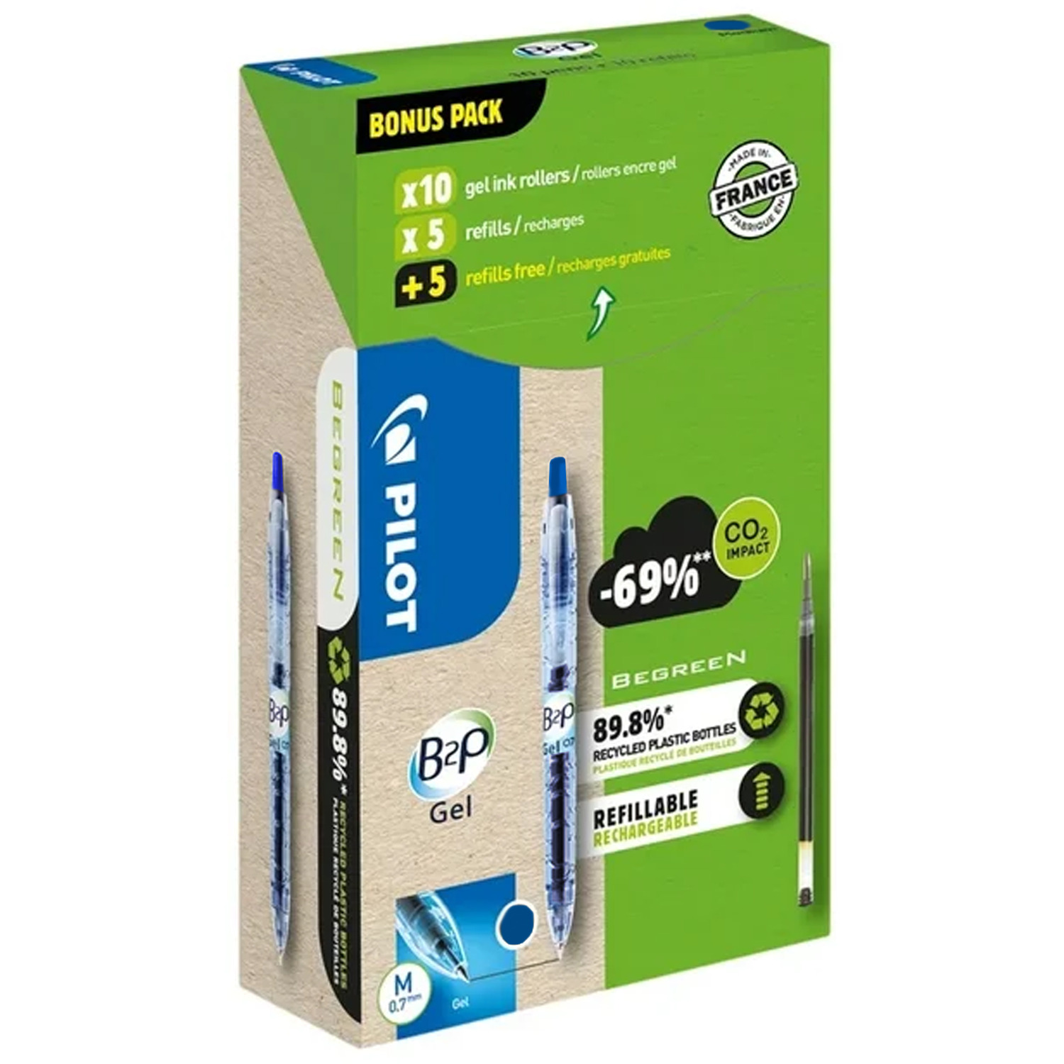 Pilot B2P Retractable Gel Ink Pens with Refills 20 Pack Black