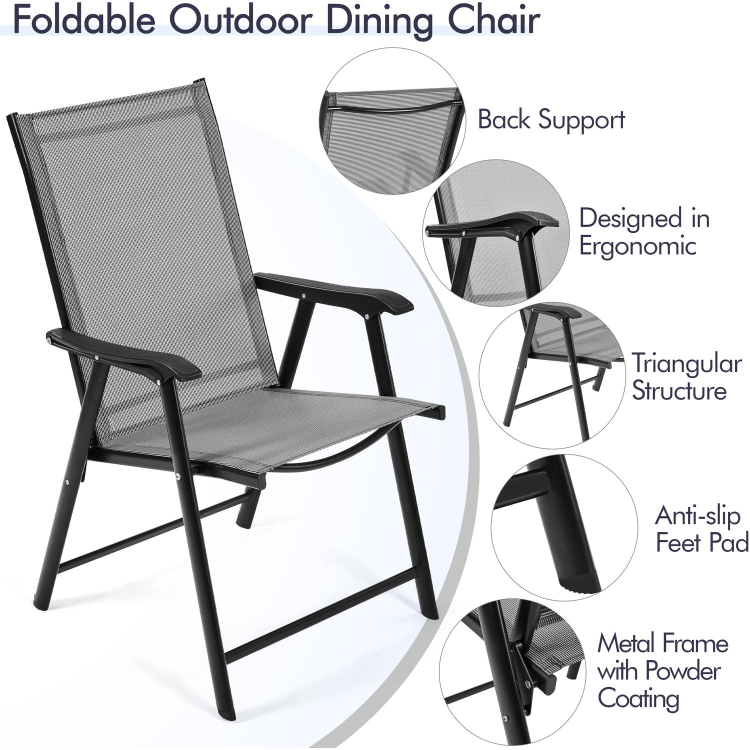 Set of 4 Outdoor Patio Folding Dining Chairs