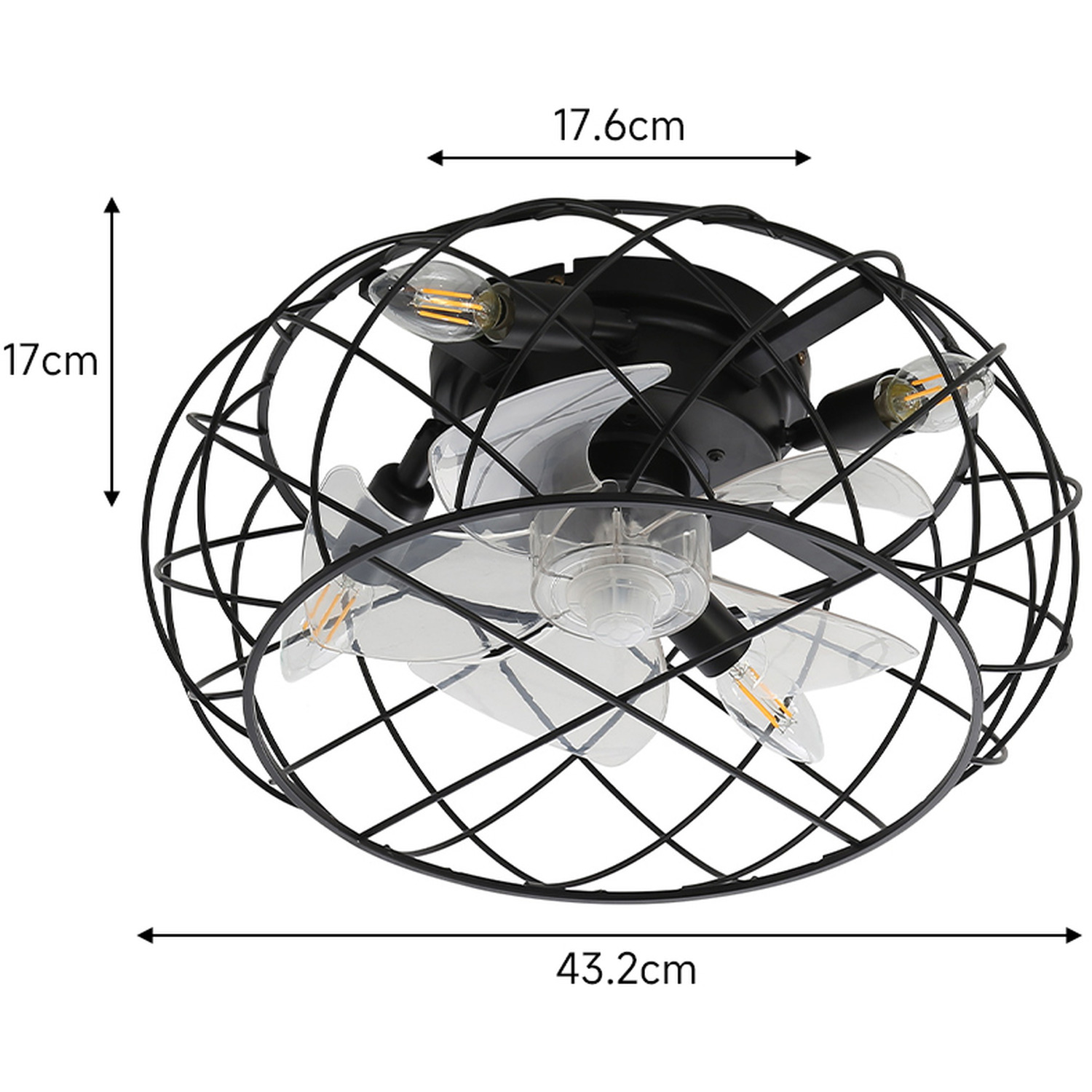Modern Ceiling Fan With Caged 5 LED Light Speed Timer Remote Control 7 ...