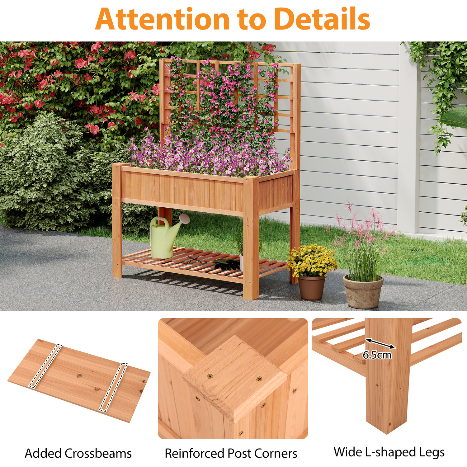 Elevated Planter Box Raised Garden Bed with Trellis