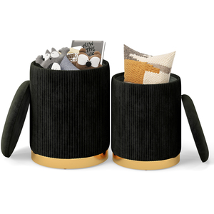 Set of 2 Velvet Storage Ottomans