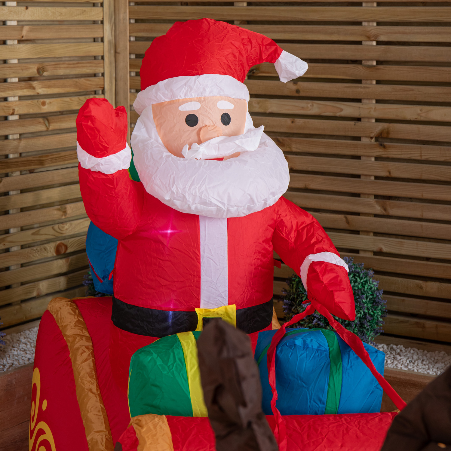 LED Christmas Inflatables Santa Sleigh and Reindeer Decoration
