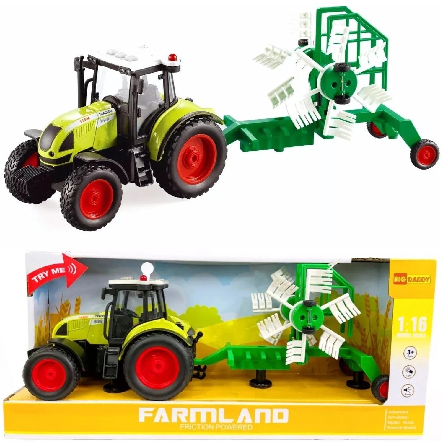 2Pcs Farm Tractor Toy Truck Set