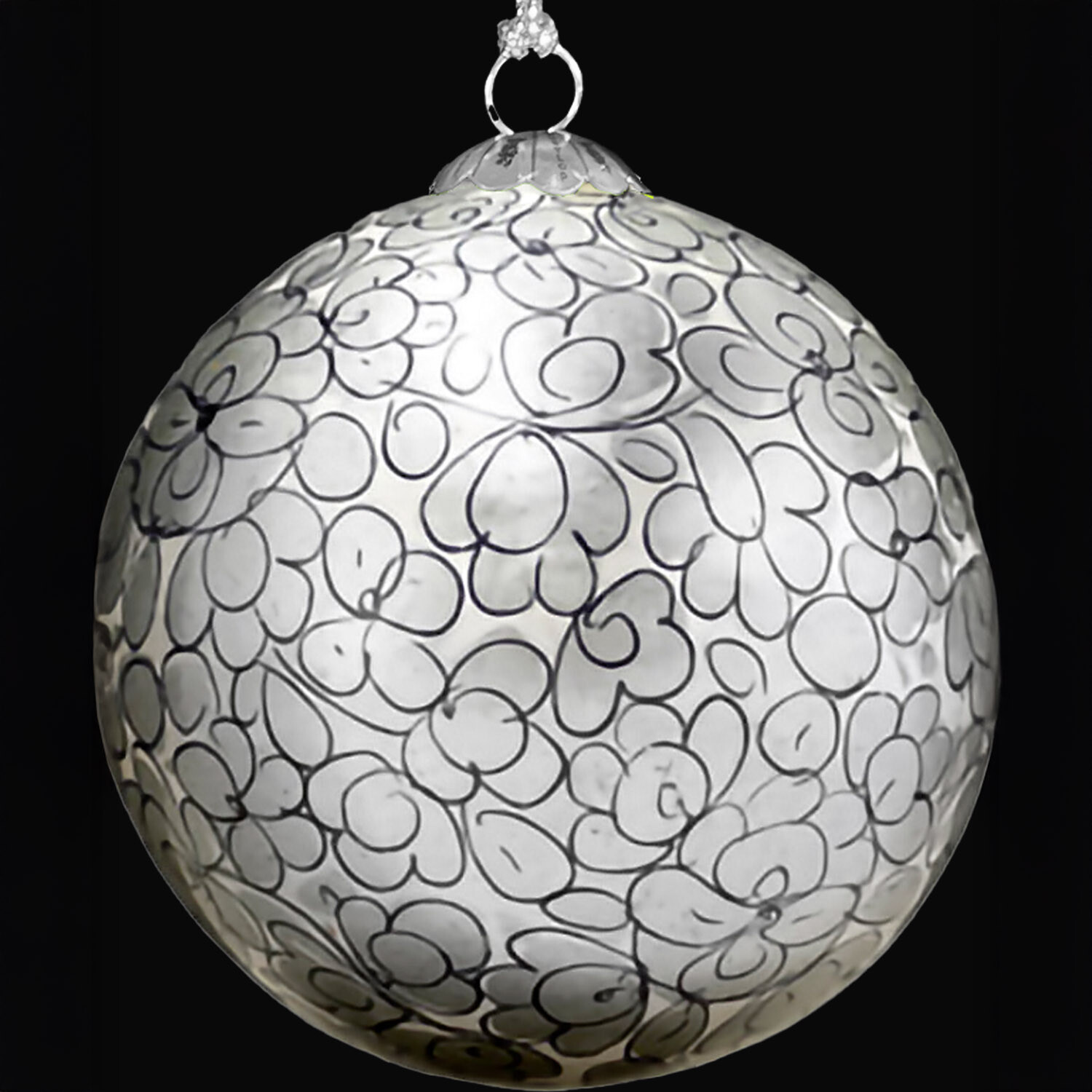Enchanted Silver Bauble with Gold Handpainted Kashmiri Design