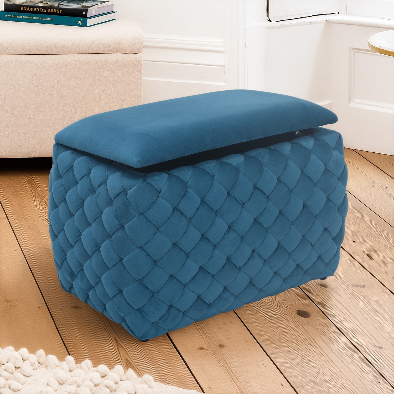 Plumeo Velvet Storage Ottoman