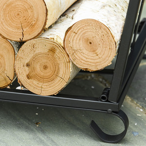 Firewood Log Rack Fireplace Log Holder with Scrolls