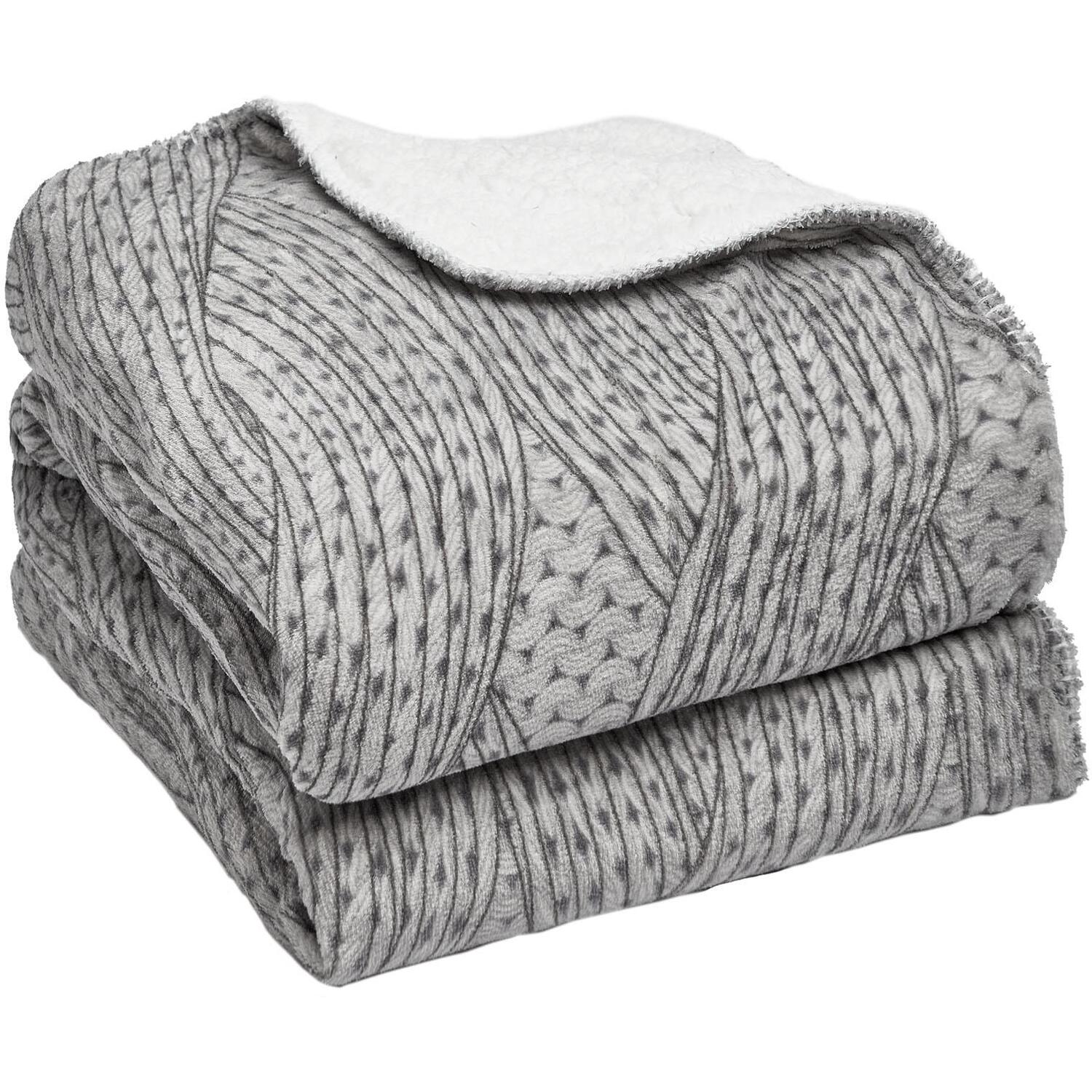 Dreamscene Chunky Knit Print Sherpa Fleece Throw