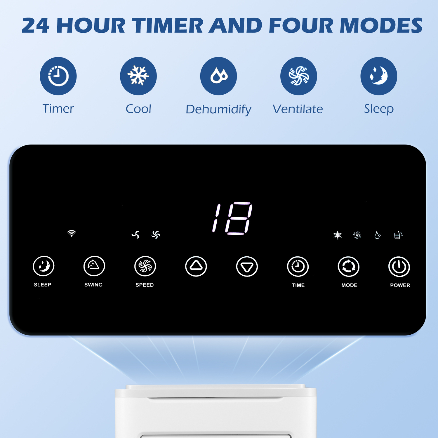 9,000 BTU Smart WiFi Portable Air Conditioner with Remote Wheels