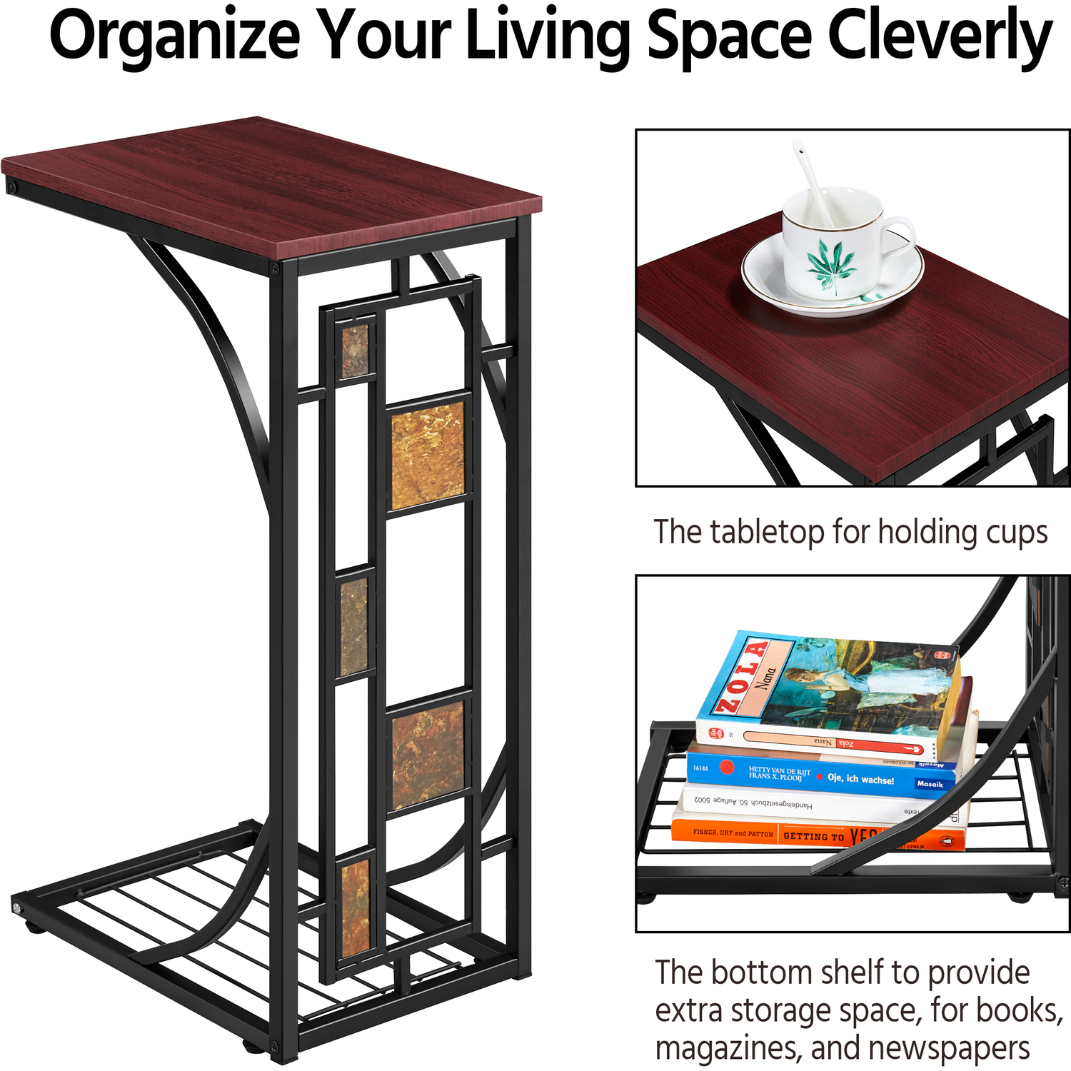 C Shaped Side Sofa Snack Table