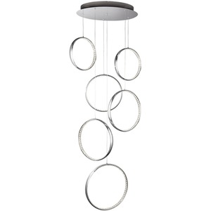 Anton Chrome 6Lt LED Drop Ceiling Light