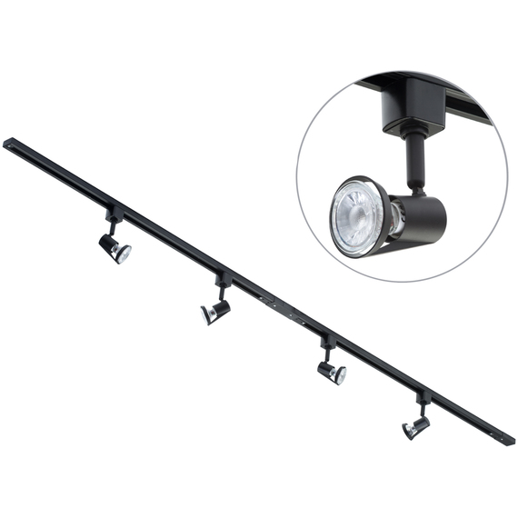 2m Track Light Kit with Harlem Spotlight Heads and LED Bulbs