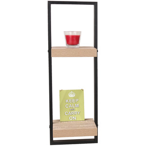 nova framed floating shelf kit - oak effect shelf with black frame