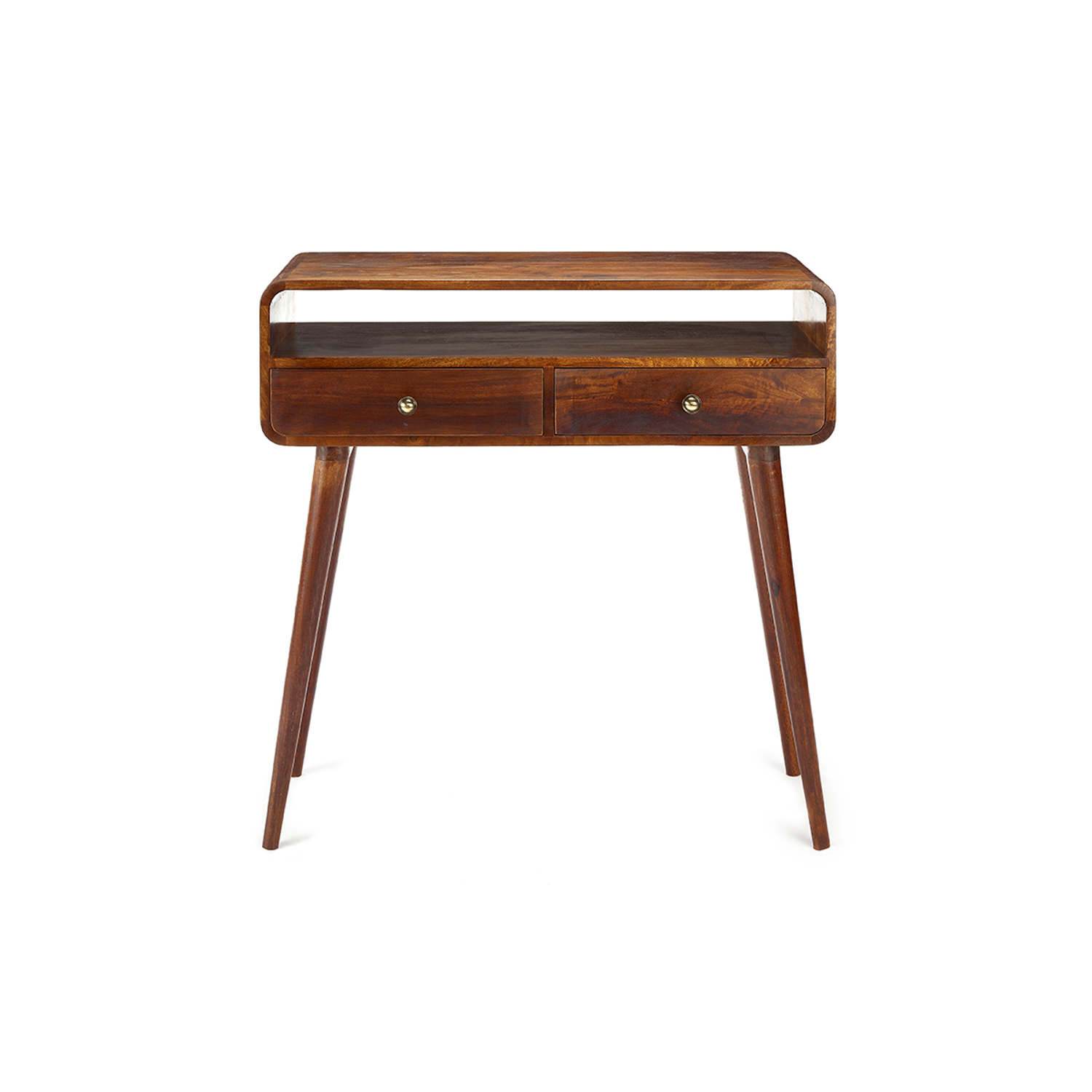 Dark Finish Two 2 Drawer Console Hall Telephone Table H90 x W90 x D36