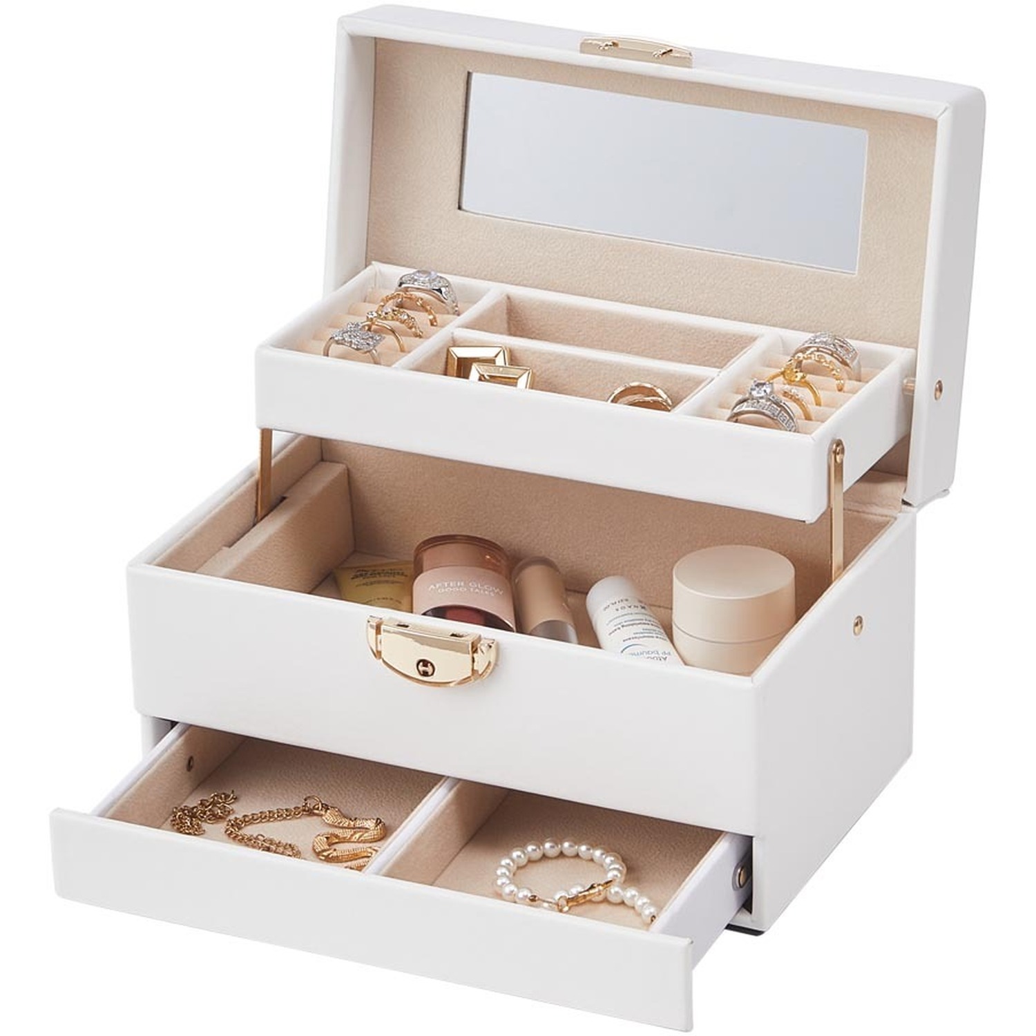 Lockable Jewellery Storage Box with Mirror
