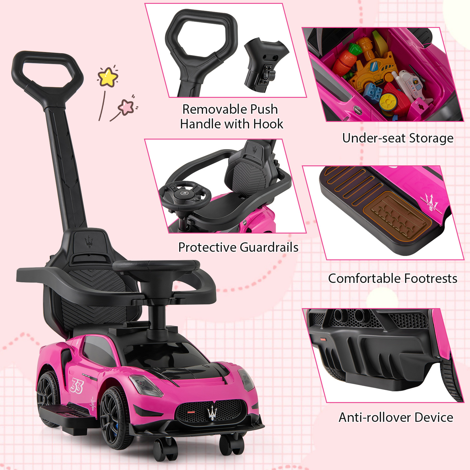 3-in-1 Ride on Push Car Foot to Floor Sliding Car