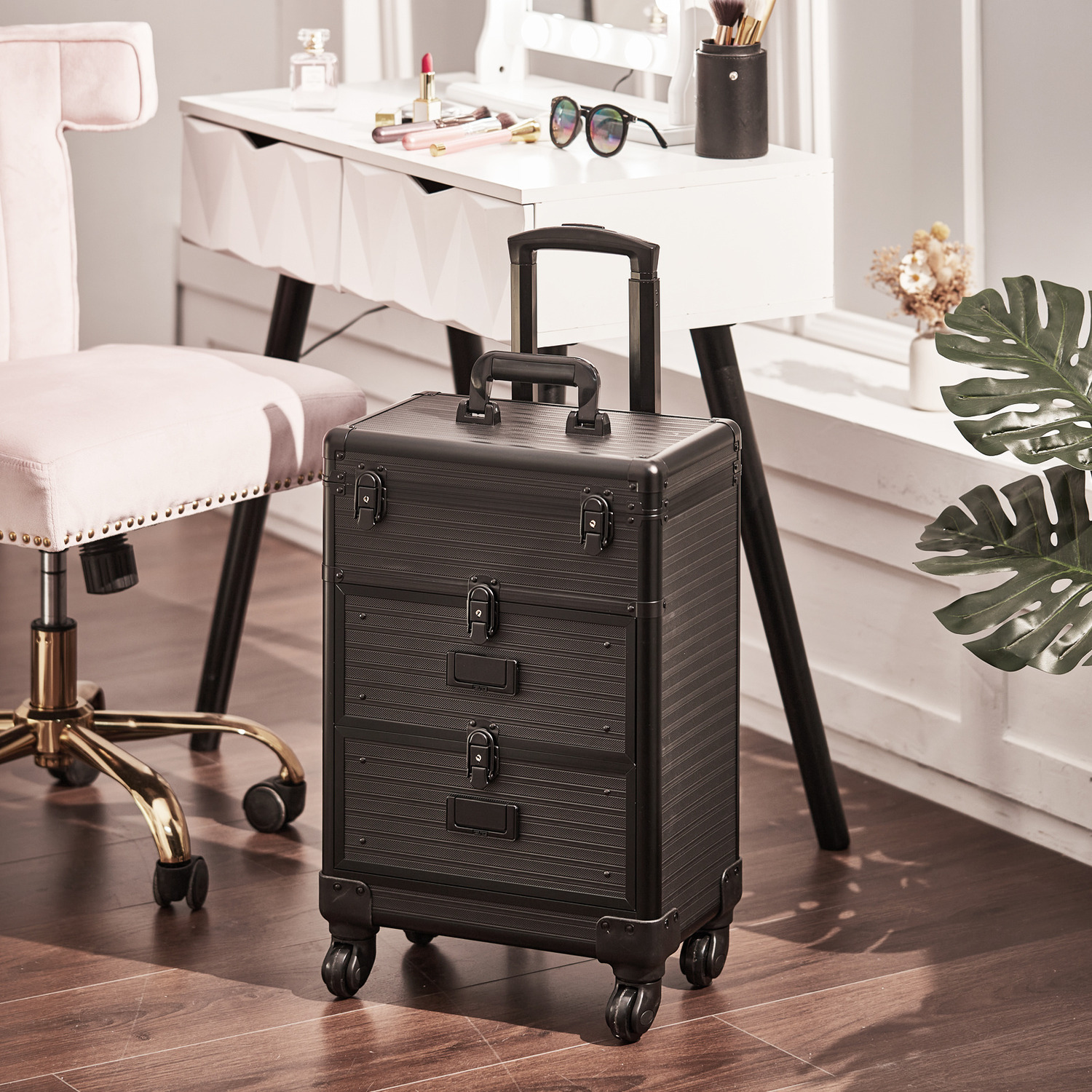 3-in-1 Portable Cosmetic Makeup Case with Drawers