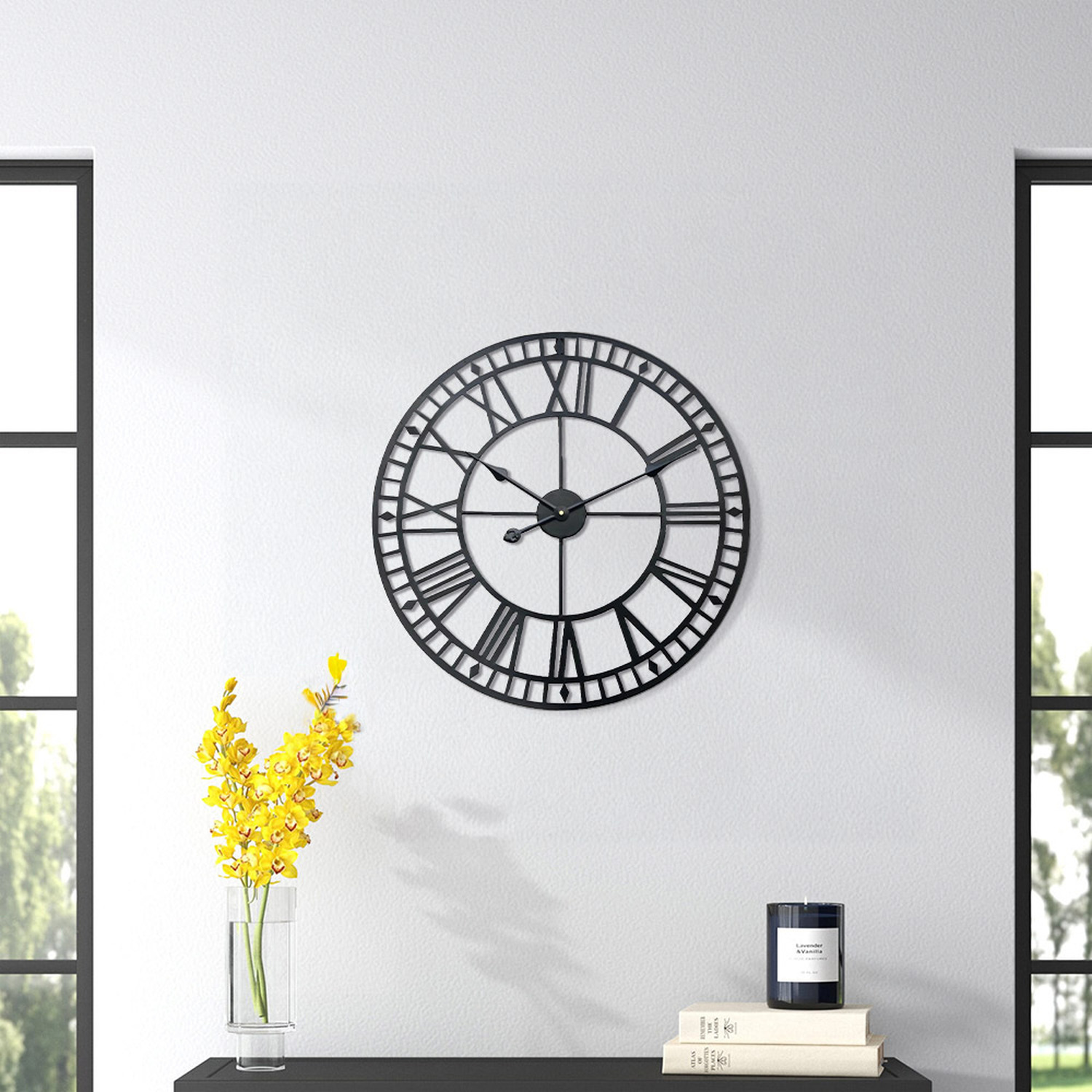 Metal Roman Numeral Wall Clock
