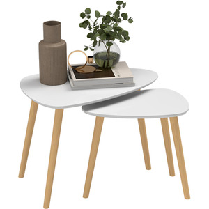 HOMCOM Side Table Set of 2 Modern End Coffee Bedside Tables White