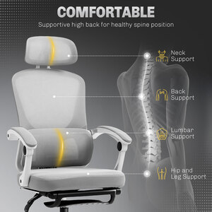 HOMCOM Ergonomic Office Chair with Headrest Mesh High Back