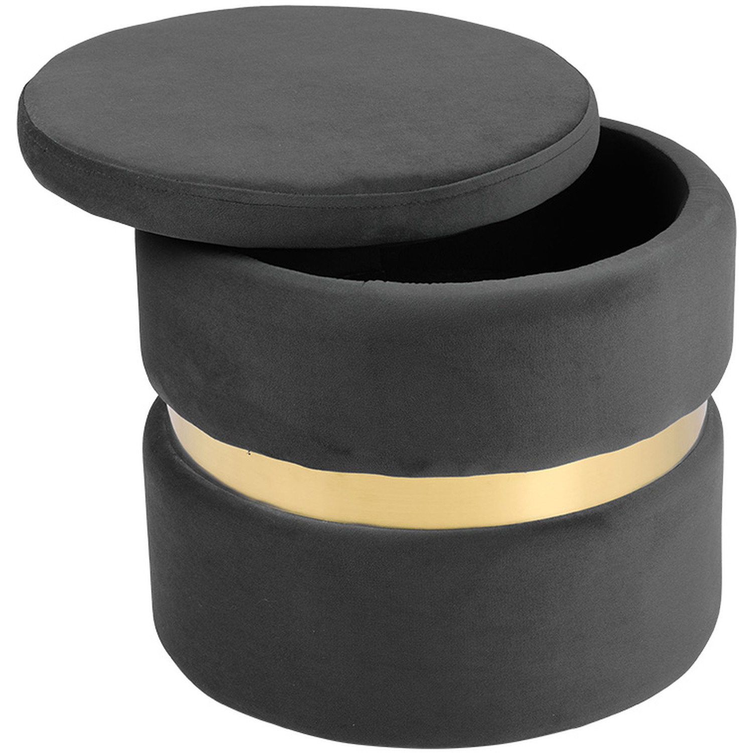 Upholstered Storage Ottoman with Gold Trim