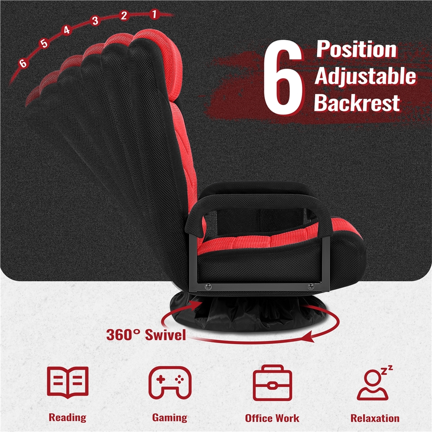 Floor Gaming Chair with Adjustable Backrest