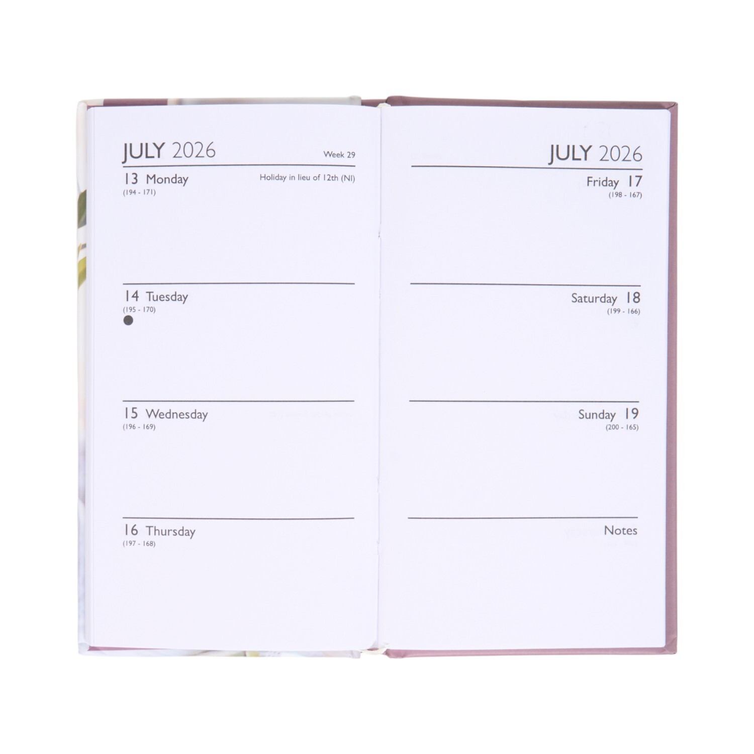 2026 Floral Slimline Pocket Diary