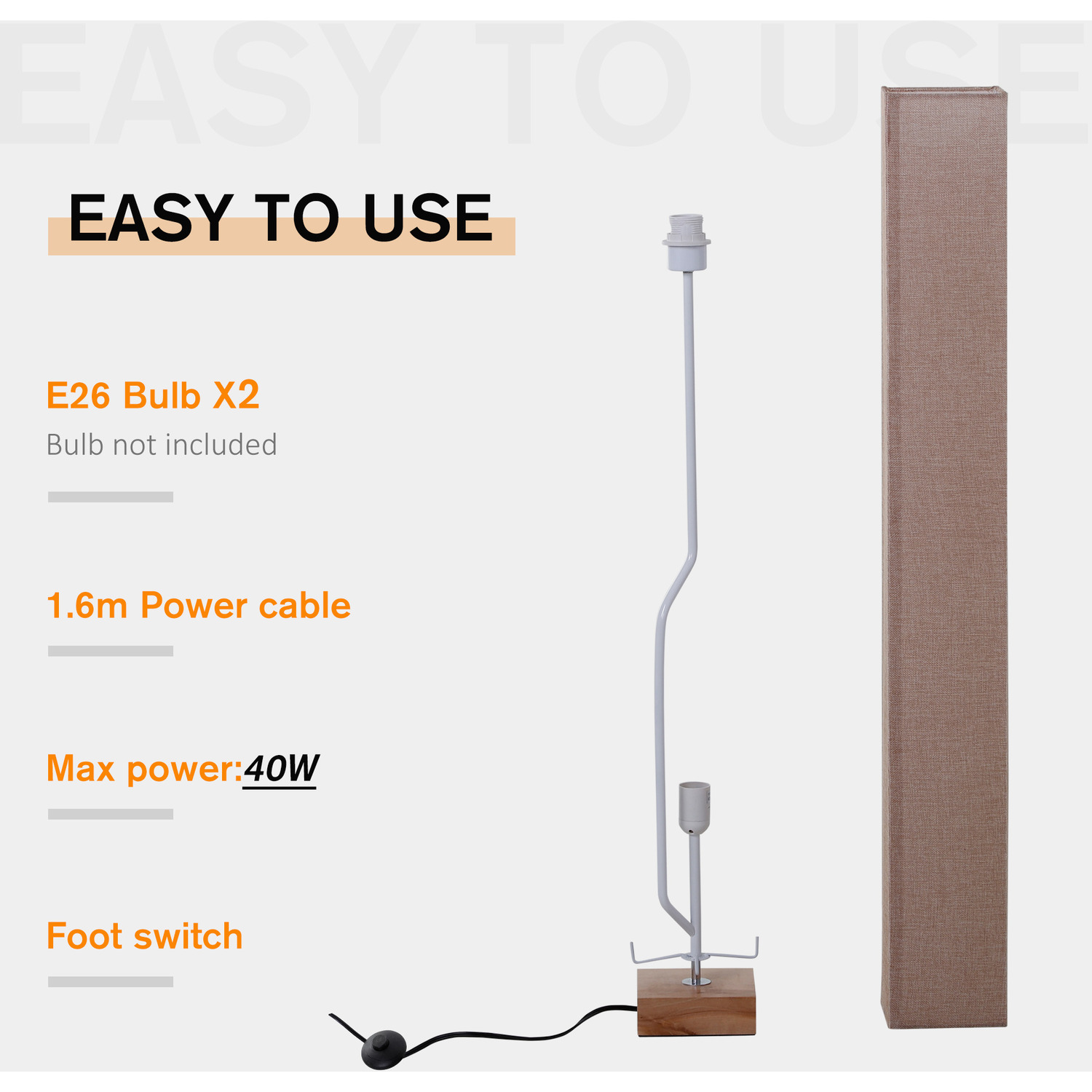 Modern 47 Inch Floor Lamp Cuboid