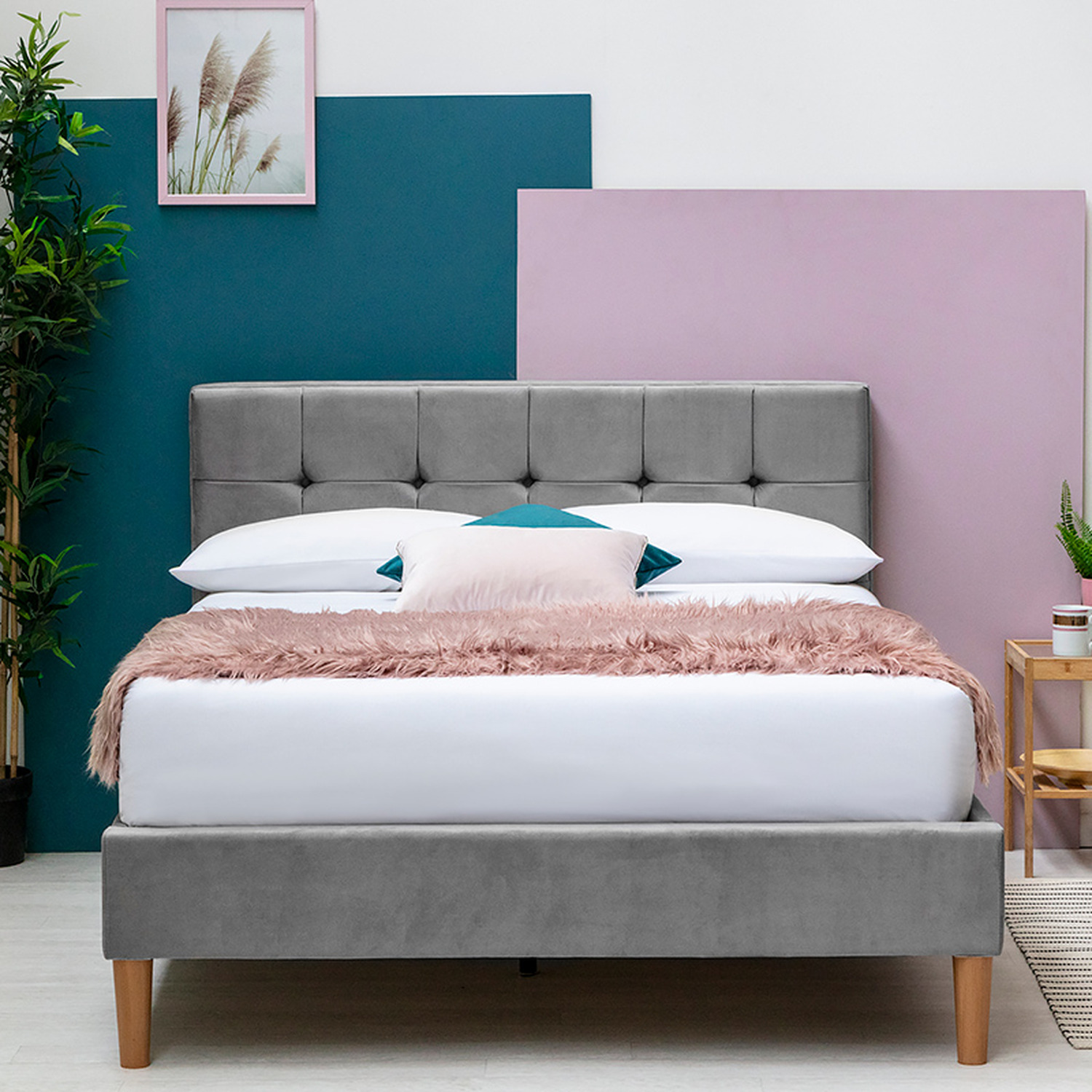 Highclere Grey Velvet Bed Frame