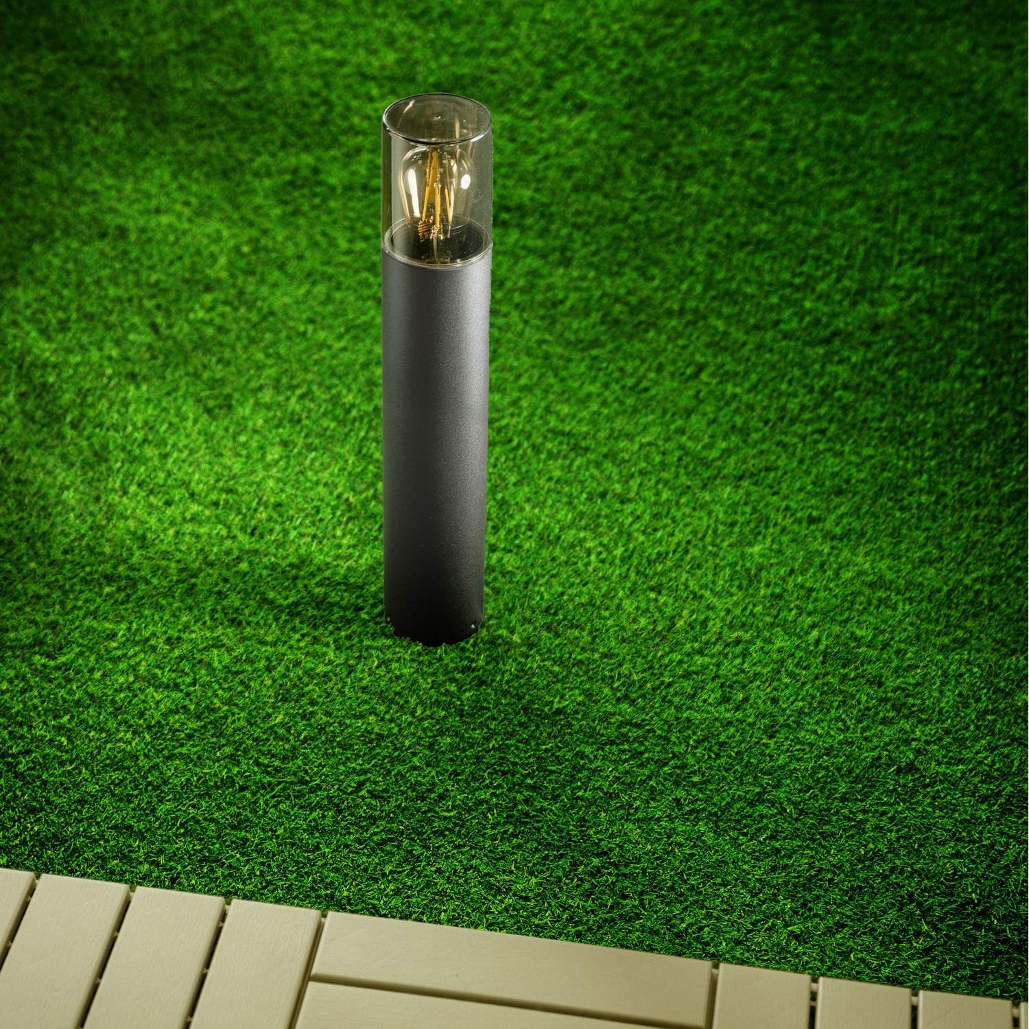 BLUEBELL Dark Grey Medium Post Light with Smoky Diffuser